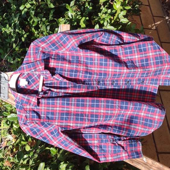 J. Crew Factory | Tops | Jcrew Factory Boy Fit Plaid Cotton Button Down S | Poshmark